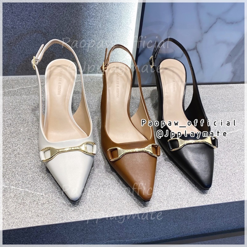 รองเท้า Charles&keith รุ่น Metallic-Accent Slingback Pumps : CK1 ...