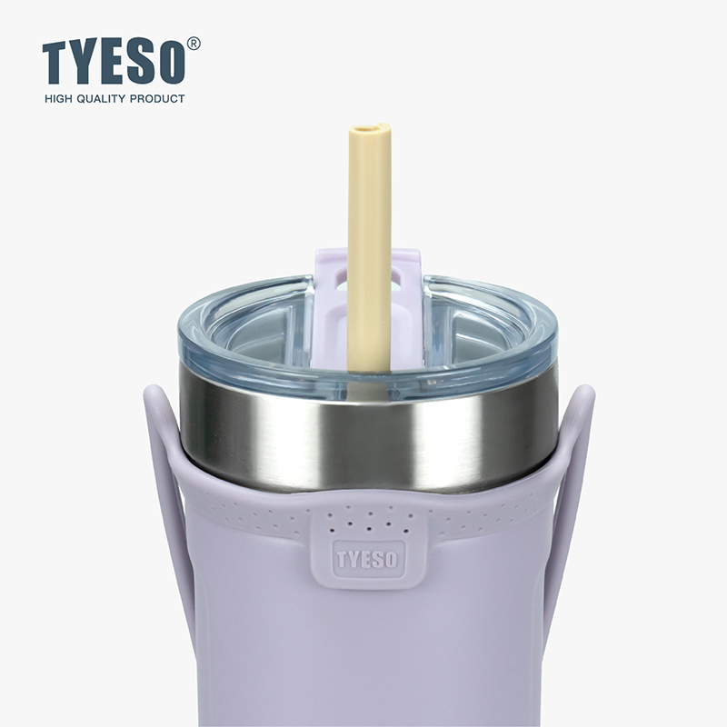 TYESO แก้วน้ำสแตนเลส SUS304 ขนาด 550-710ML. มีฝาปิด มีหูหิ้วซิลิโคน แถมฟรี! หลอดดูดซิลิโคน ...