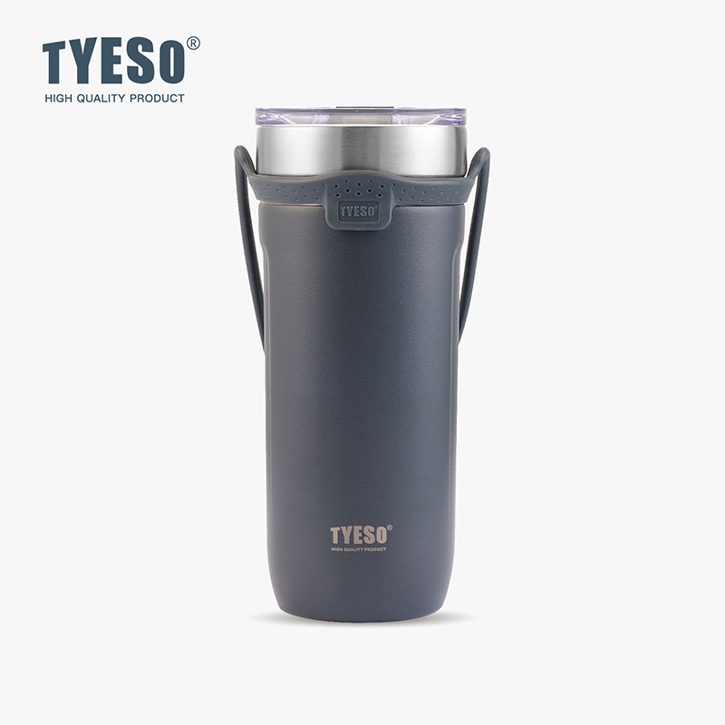 TYESO แก้วน้ำสแตนเลส SUS304 ขนาด 550-710ML. มีฝาปิด มีหูหิ้วซิลิโคน แถมฟรี! หลอดดูดซิลิโคน ...