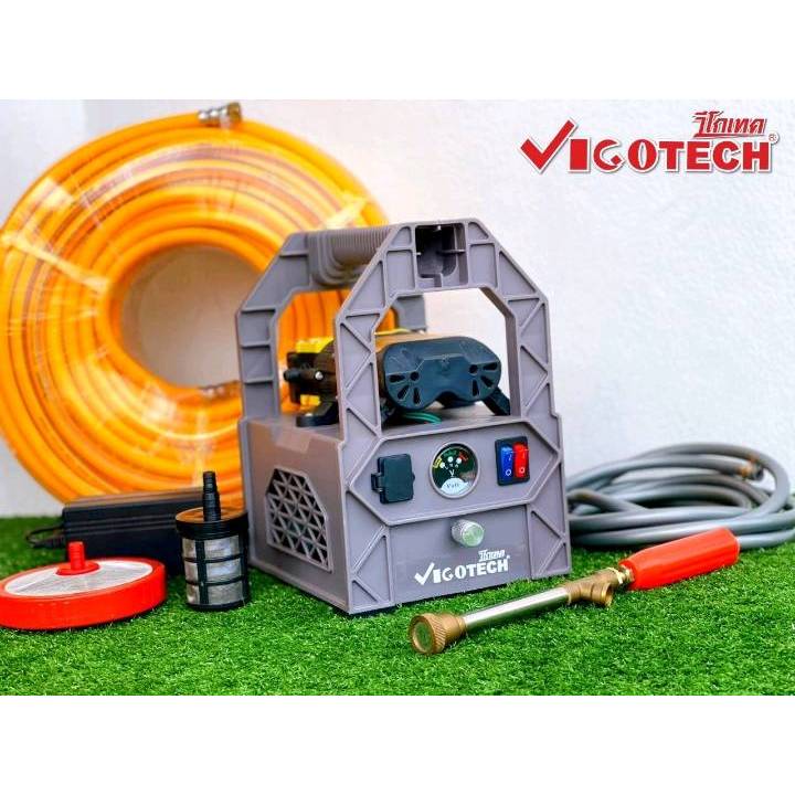 ชุดเครื่องพ่นยาแบตเตอรี่พกพา พร้อมใช้งาน แรงด้วยมอเตอร์ปั๊มคู่ 22บาร์ VIGOTECH พร้อมสายพ่นยา ...