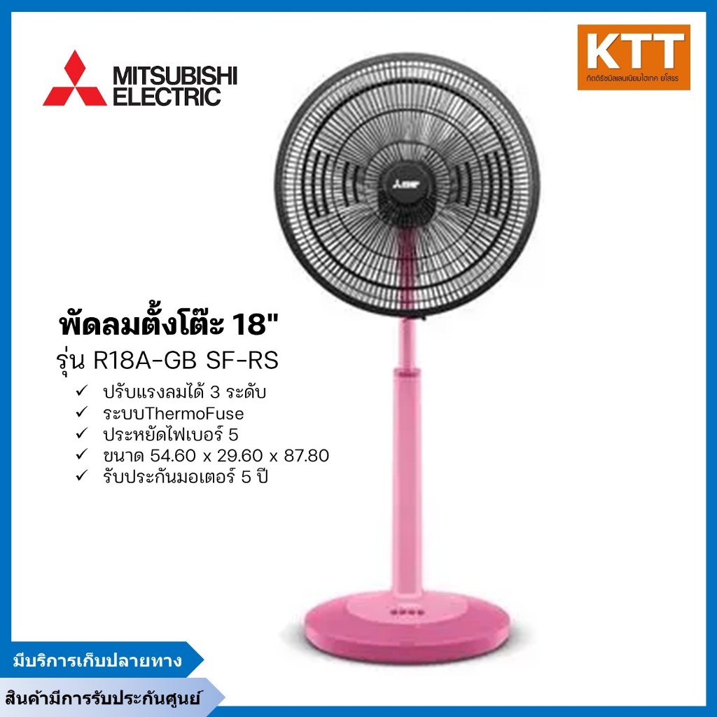 พัดลมตั้งโต๊ะ MITSUBISHI ELECTRIC 18 นิ้ว (สีชมพู) รุ่น R18A-GB SF-RS ...