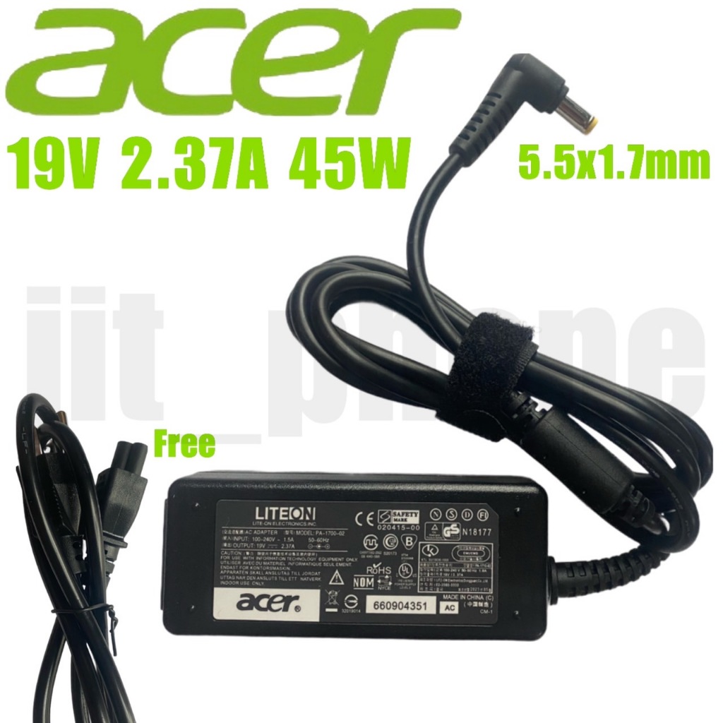 Adapter Acer 45W 19V 2.37A 5.5X1.7mm ตัวเล็ก สินค้าพร้อมส่ง | Shopee Thailand
