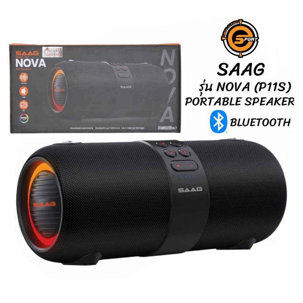 ลำโพง SAAG รุ่น NOVA (P11S) SPEAKER BLUETOOTH RGB (BLACK) | Shopee Thailand