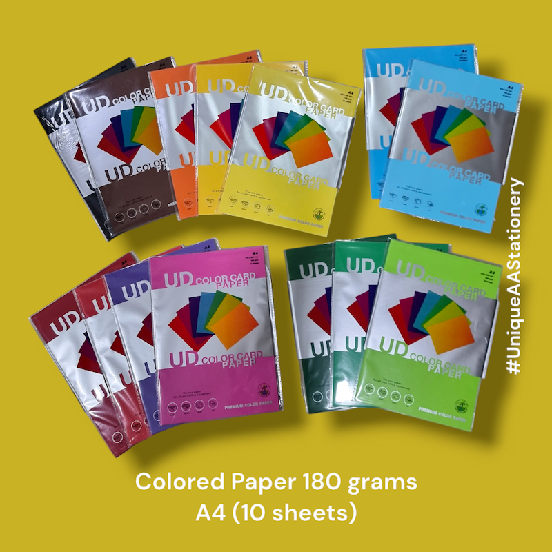 UD กระดาษการ์ดสี 180 แกรม A4 (10 แผ่น) Colored Paper 180grams A4 (10 ...