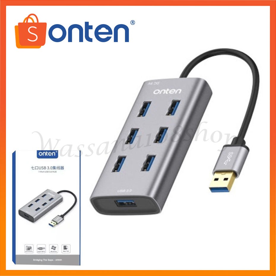 ONTEN 7 Port USB HUB v3.0 OTN8108 (Black) | Shopee Thailand