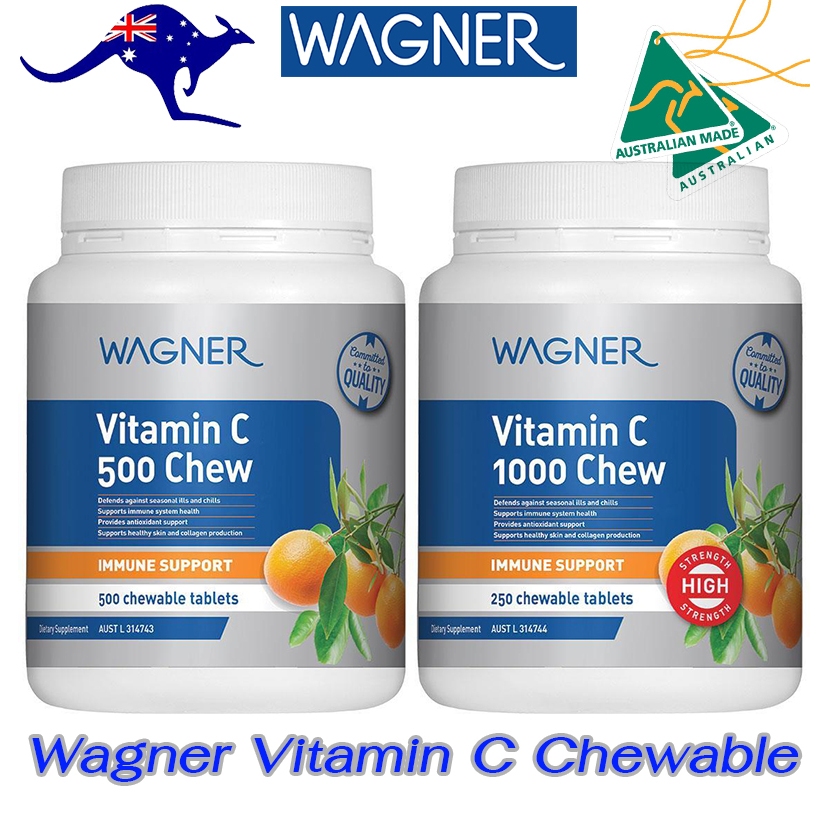 Wagner Vitamin C 500mg Chewable 500 เม็ด / Wagner Vitamin C 1000mg Chewable 250 เม็ด วิตามินซี ...