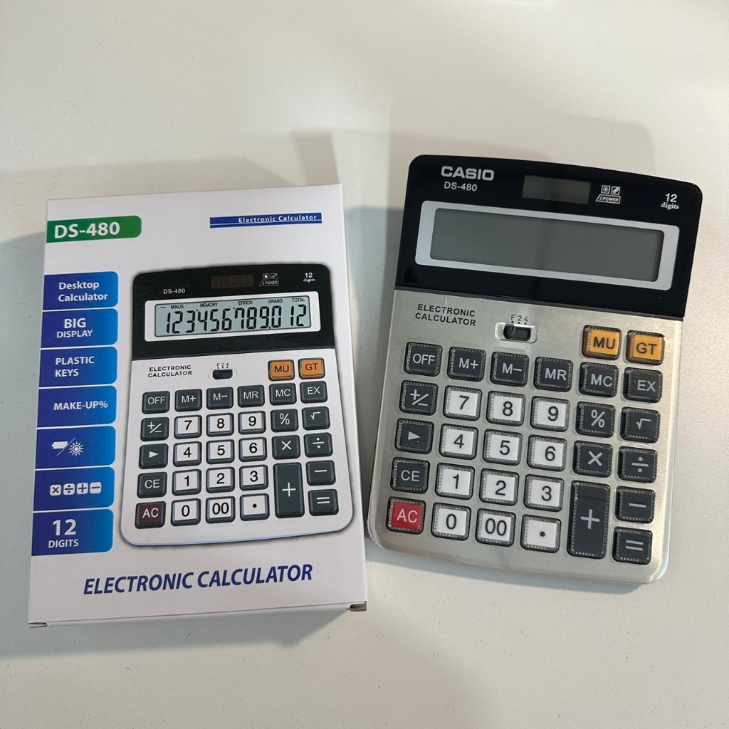 เครื่องคิดเลข CASIO เครื่องคิดเลขรุ่น DS-480 ย้อนลบตัวเลขได้ หน้าจอ 12 ...
