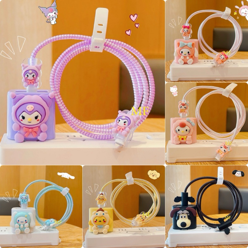 Case Charger Adapter Set 18W/20W เคสหัวชาร์จ ชุดครบเซ็ต พร้อมกันหัก หัวกลม และ สายเกลียว ป้องกัน ...