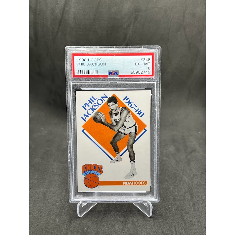 การ์ดนักบาสเก็ตบอล PHIL JACKSON 1990 Hopps #348/ (EX-MT PSA 6 ...