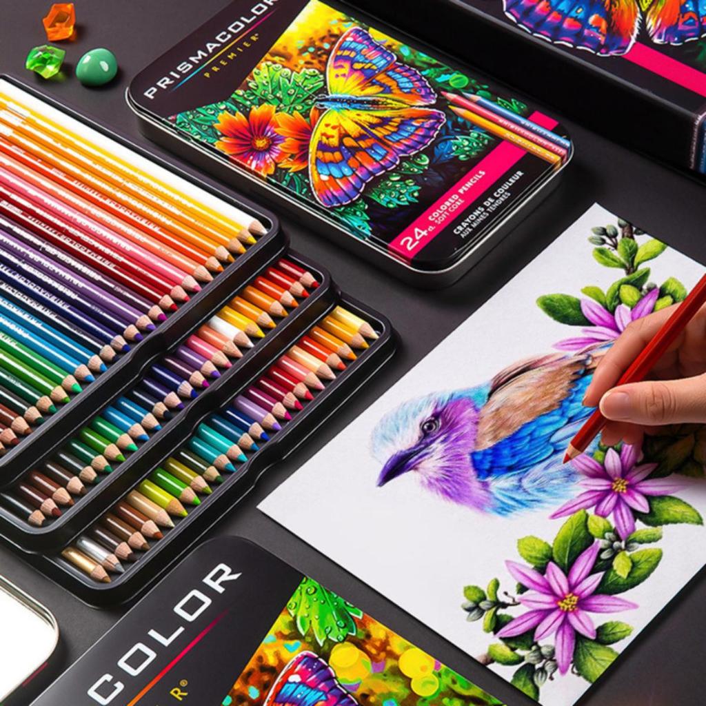 ดินสอสีไม้ 72 สี PENSING มาพร้อมกล่องเหล็ก สีไม้แท่งยาว สีเข้ม ระบาย ...