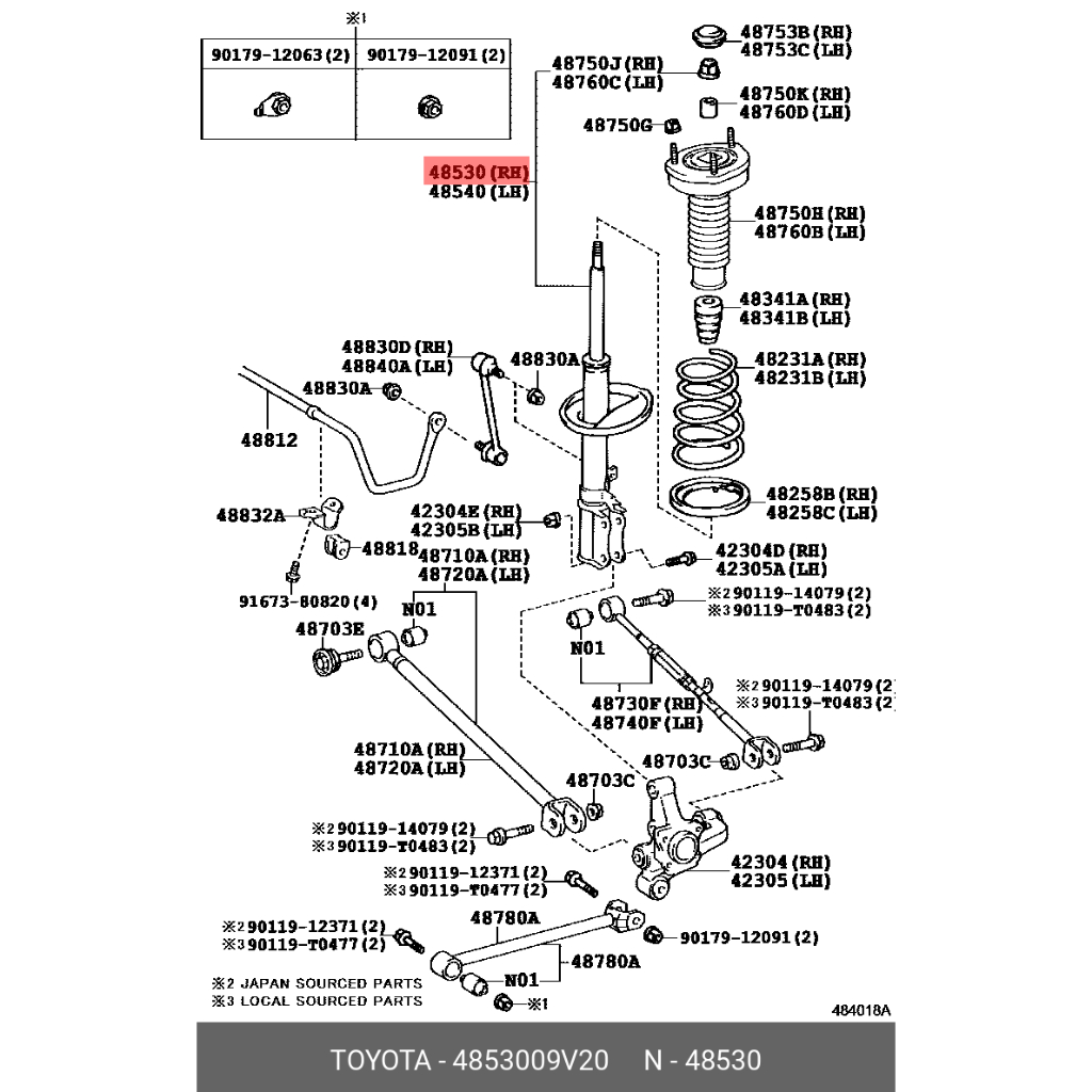 โช๊คอัพหลังซ้าย/ขวา Toyota Camry ACV51 ASV50 48530-09V20/48540-09B10 ...