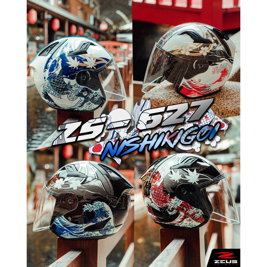หมวกกันน็อค ZEUS Helmets | ZS-627 NISHIKIGOI เปิดหน้า ใหม่ล่าสุด 2024 ...