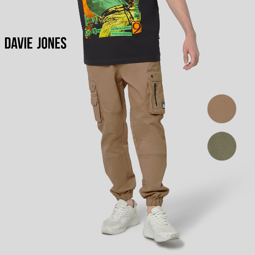 DAVIE JONES กางเกงจ็อกเกอร์ เอวกระดุม Button Waist Denim Joggers GP0061 ...