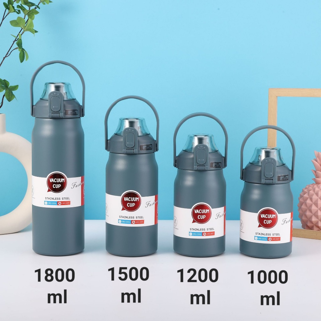 กระติกน้ำ สแตนเลสเกรด 316 กระบอกน้ำเก็บอุณหภูมิ 1000ml 1800mL ขวดน้ำสแตนเลส เก็บอุณหภูมิ ได้ยาว ...