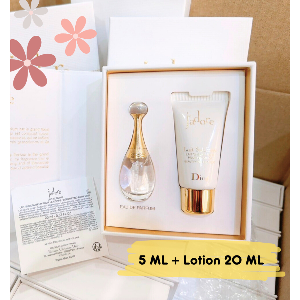 Set Christian Dior J' adore EDP 5 ml + Body Milk Lotion 20 ml | Shopee Thailand