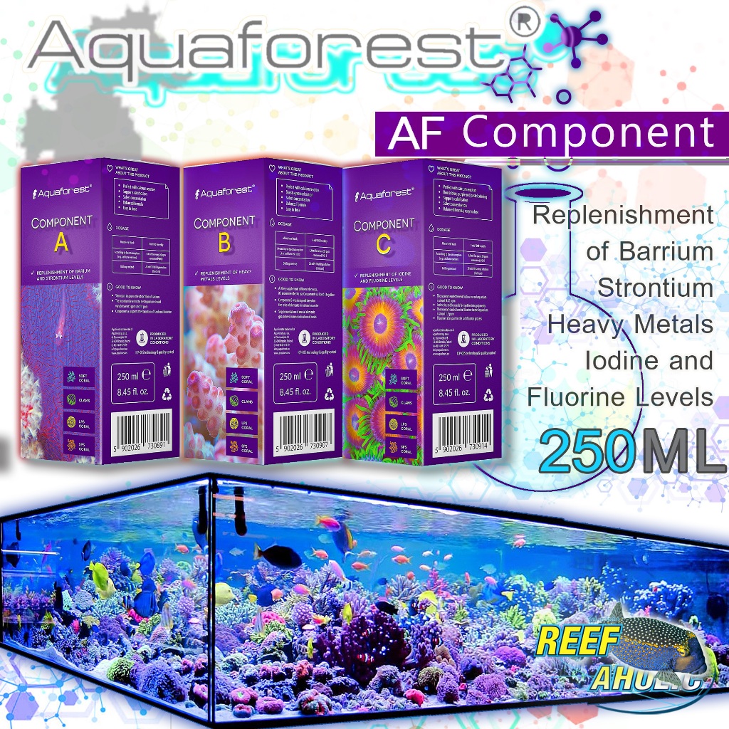 Aquaforest Component A-B-C ขวด 250 ml. แร่ธาตุรองสำหรับตู้ปลาทะเล ดูแลทั้งหลักทั้งรอง แล้ว ...