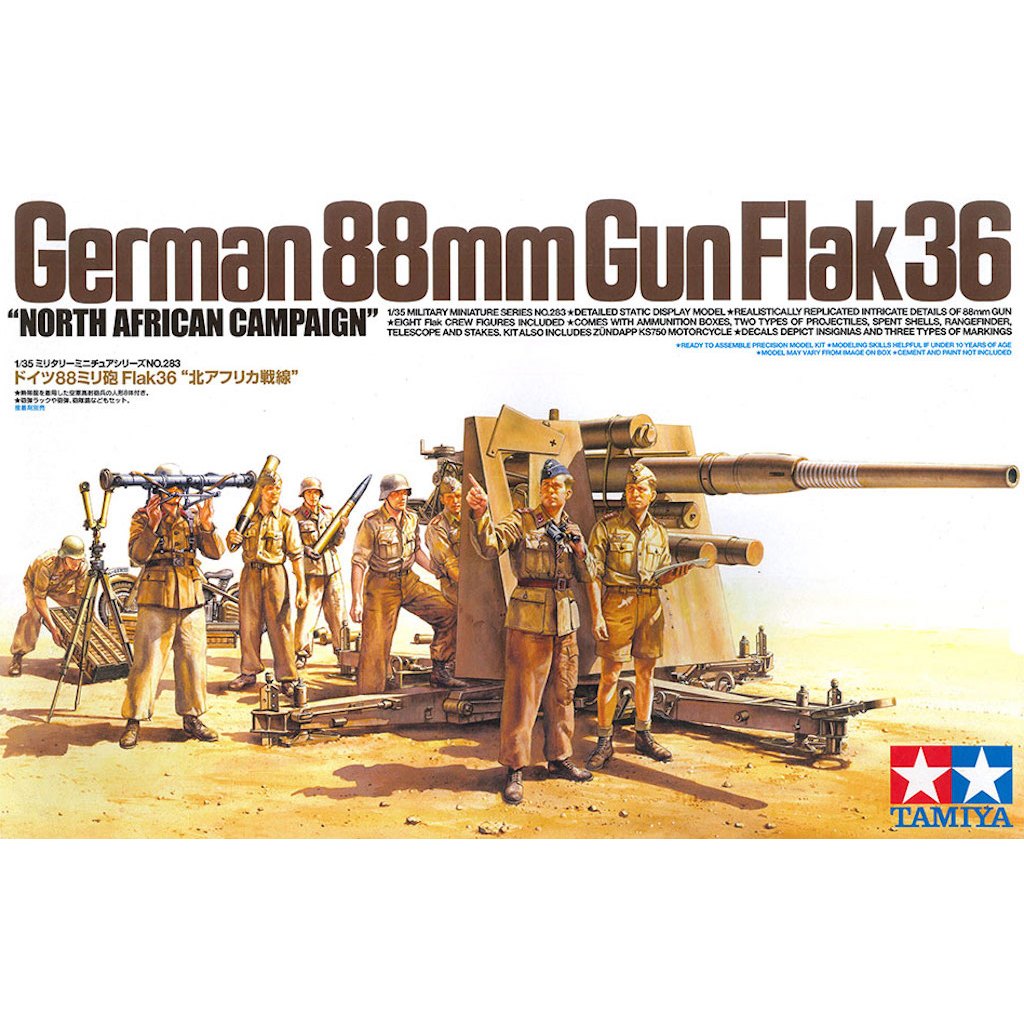 💥New💥 🏆TAMIYA 35283 ชุดประกอบจำลองมาตราส่วน 1:35 GERMAN 88mm GUN Flak36 ...