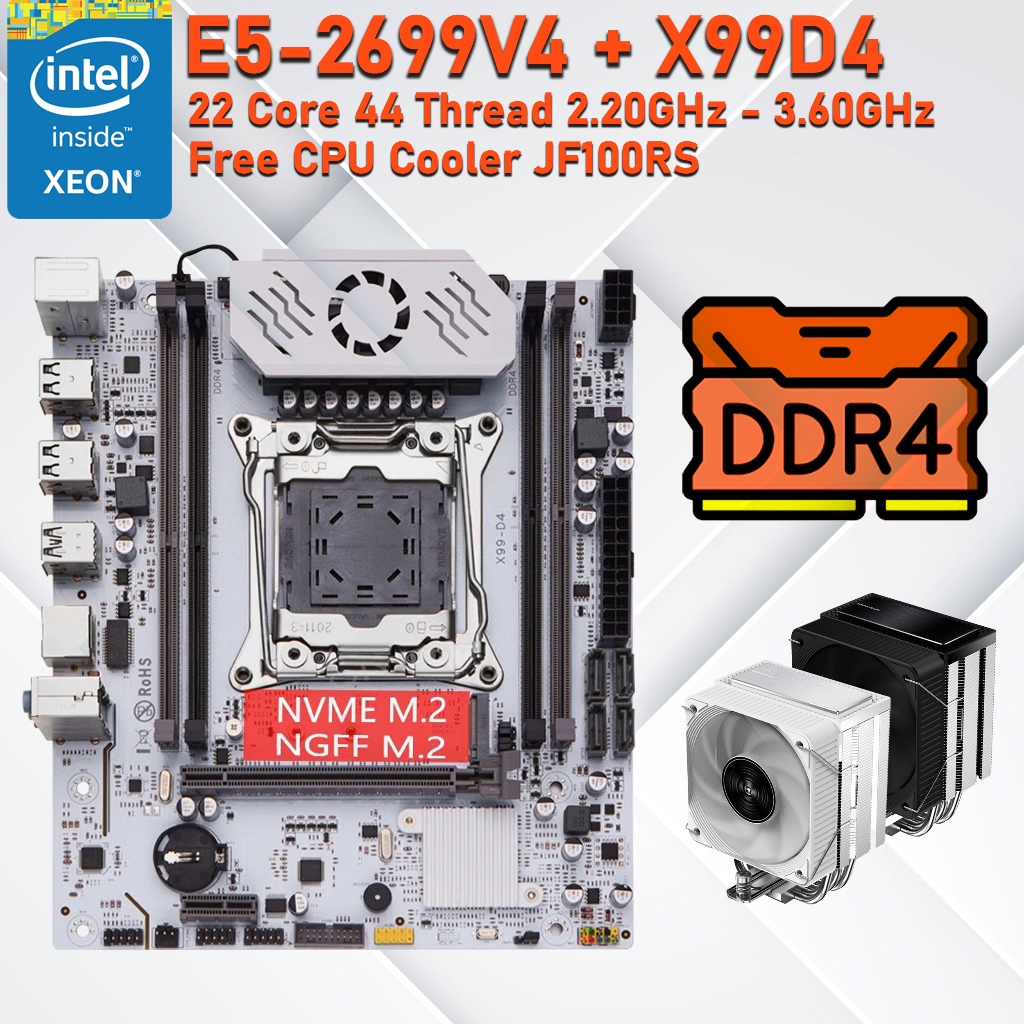 X99 X99D4 Xeon E5-2699V4 Set CPU MB Cooler Memory Ram ชุดสำหรับทำงาน ...