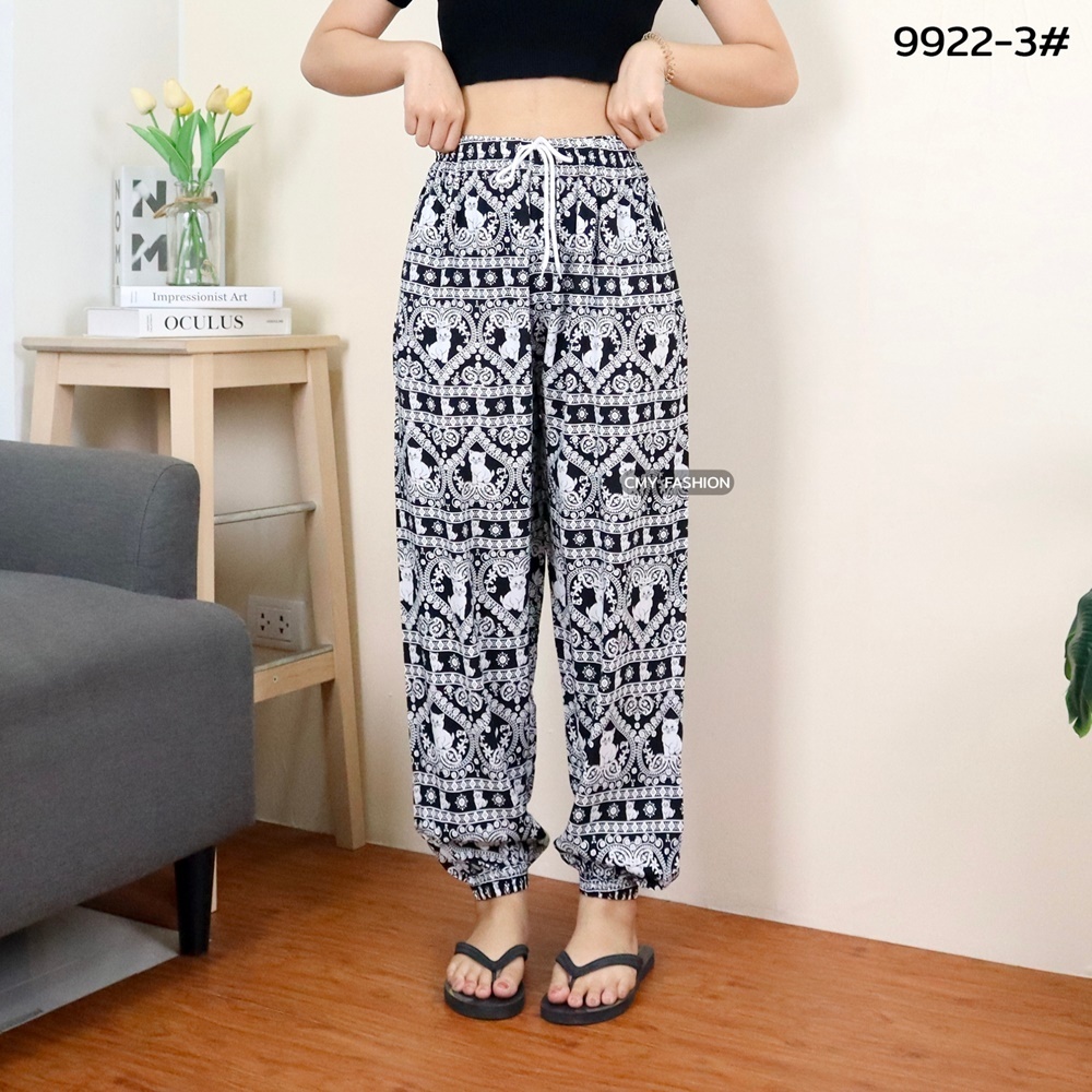 9922# 9944# กางเกง ขายาว งานขาจั้ม พิมพ์ลายแมว/กราฟิก น่ารัก ผ้าสปัน ใส่ได้ทั้งชายและหญิง ...