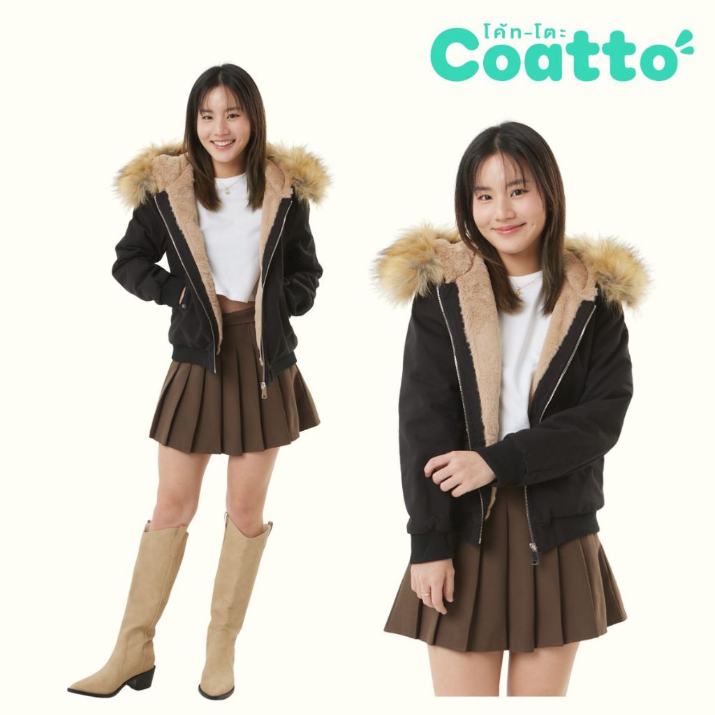 [Coatto.bkk] แจ๊คเก็ตเสื้อกันหนาวบุขนนิ่ม พร้อมฮู้ดเฟอร์ (C535 ...