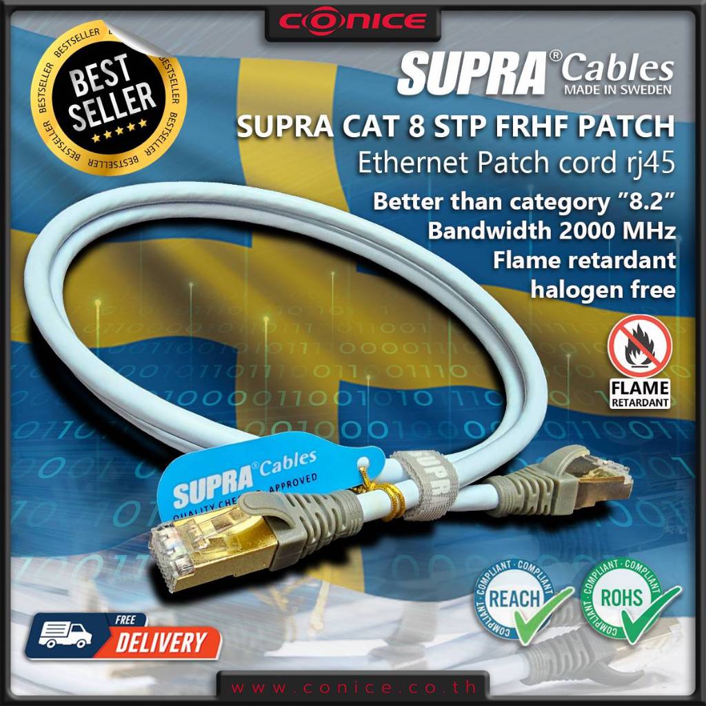 Supra Cat 8 STP Patch FRHF Blue Ethernet Cable w/ RJ45 สายแลน | Shopee Thailand