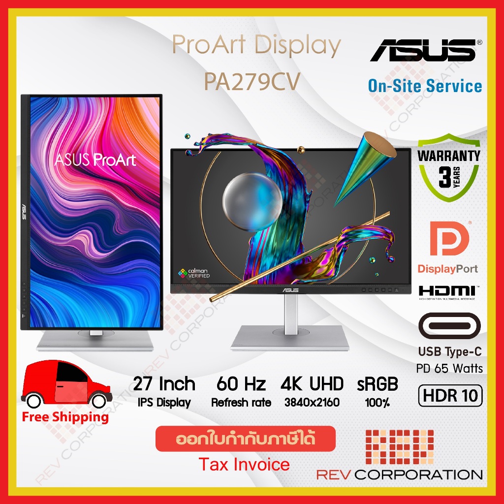 ProArt Display PA279CV 27-inch 4K UHD (3840 x 2160) @60Hz 100% sRGB USB ...