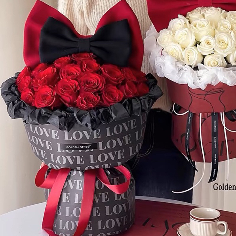 กระดาษห่อของขวัญ ห่อดอกไม้ LOVE Gift Wrapping Paper 爱意包装纸 | Shopee Thailand