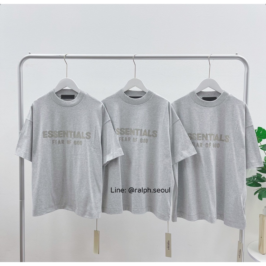 ESSENTIALS CREWNECK T-SHIRT ( Light Heather) | Shopee Thailand