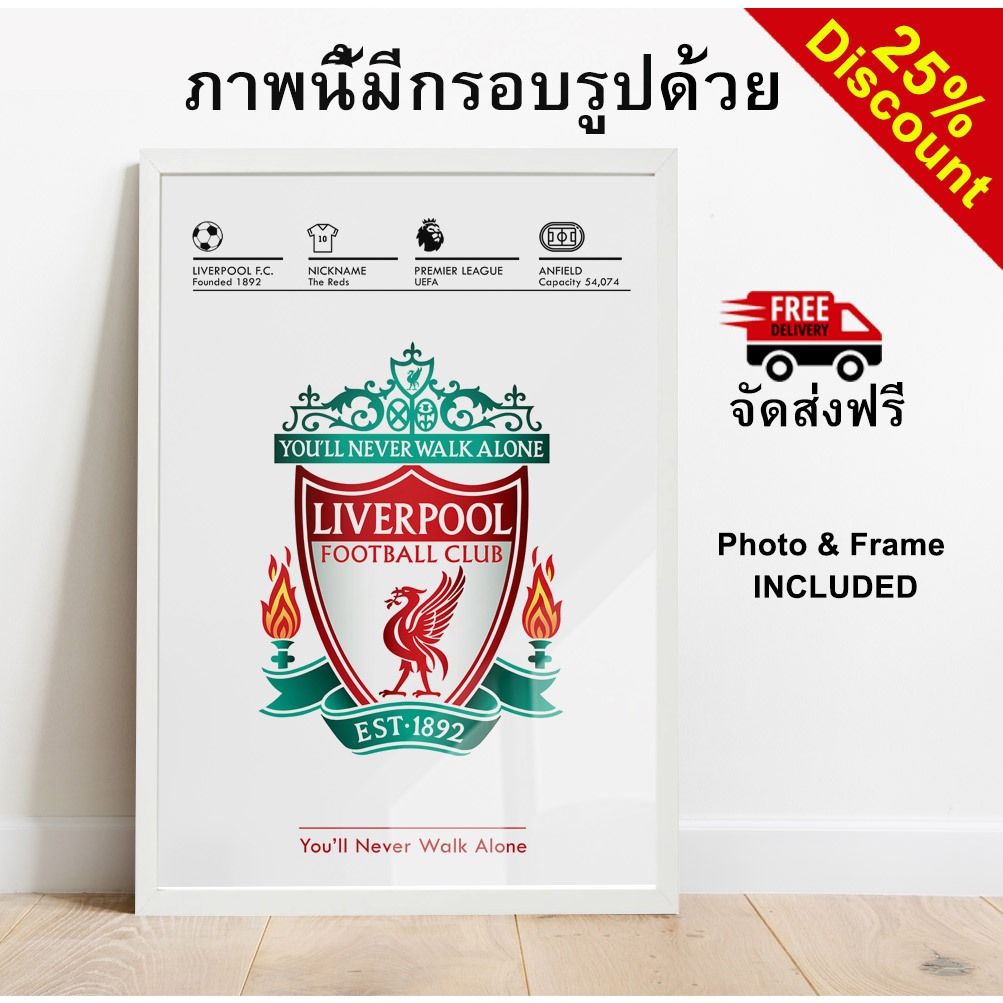 Liverpool FC Poster Statistics White Frame | Shopee Thailand