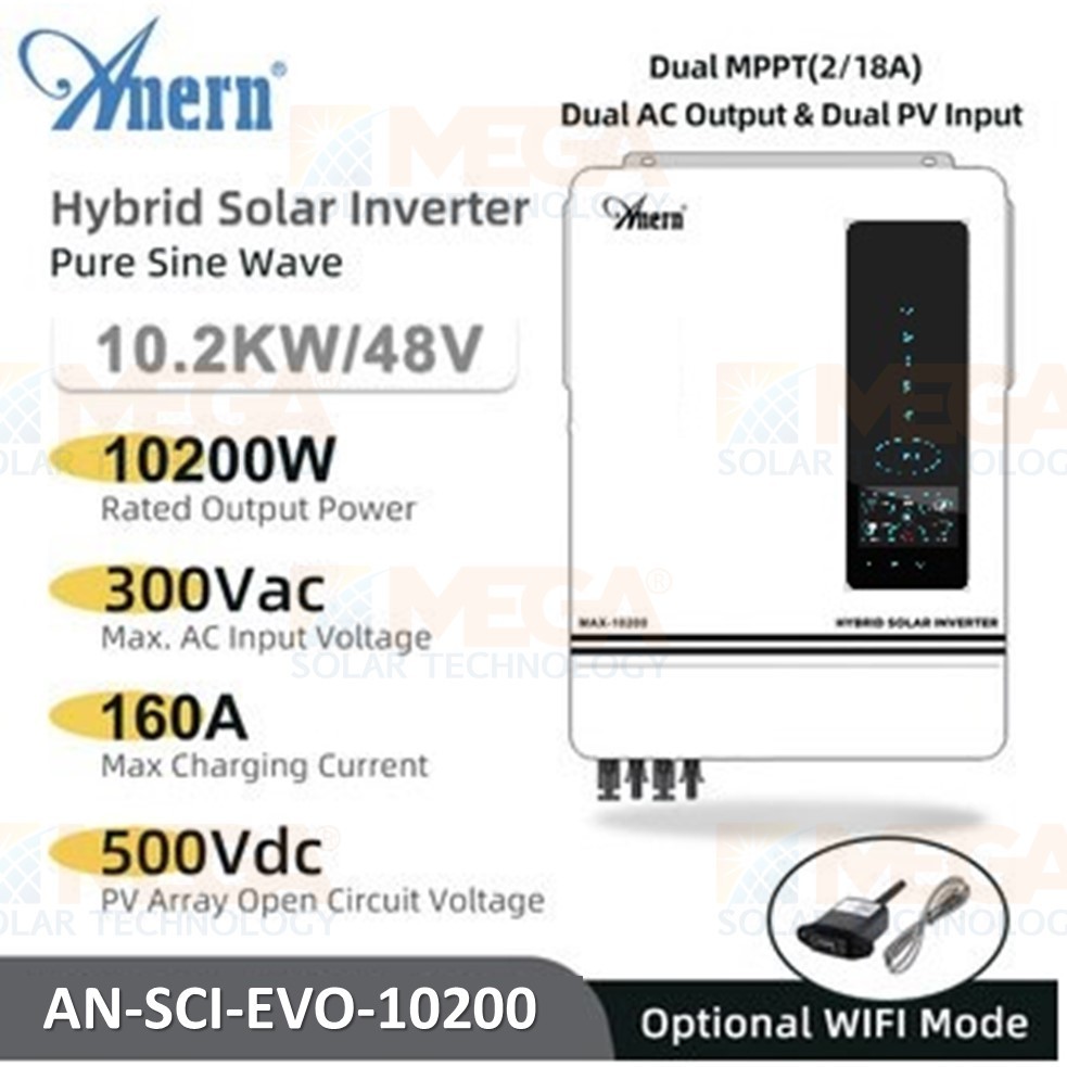 Hybrid inverter รุ่น ANERN EVO Series 2023-2024 ระบบชาท MPPT 120A ระบบ 4200W/24V, 6200W/48V และ ...