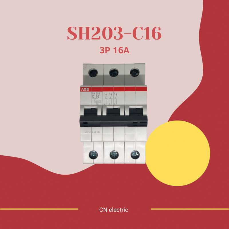 ABB 3P เซอกิตเบรคเกอร์ MCB SH203-C 3P 16A 6KA ABB Circuit Breakers MCB SH203-C 3P 16A 6KA ABB ...