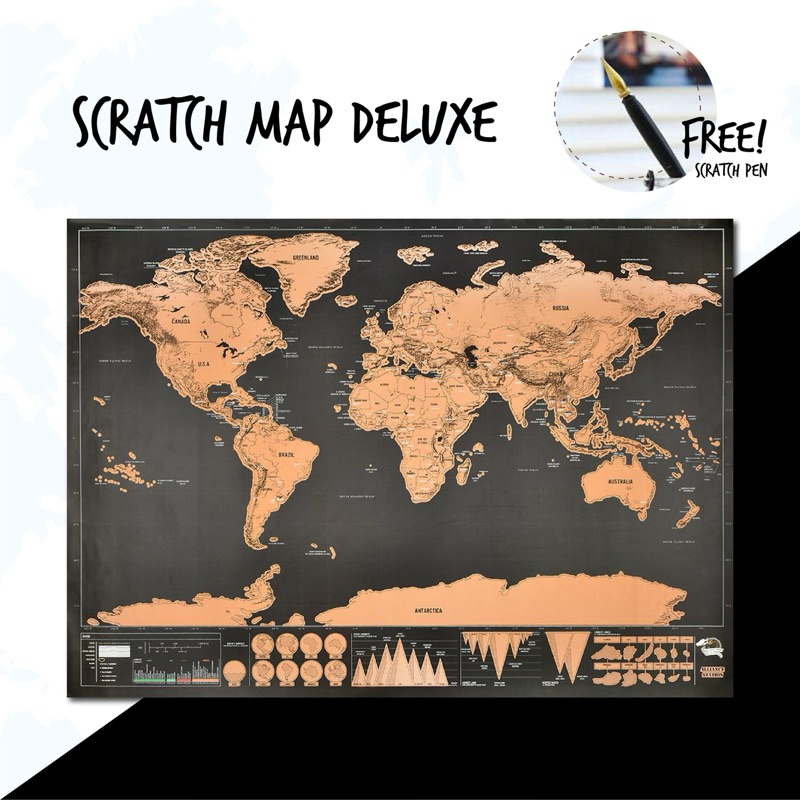 [ส่งฟรี] World Scratch Map Deluxe แผนที่โลกขูดได้ แถม! ปากกาขูดต ...