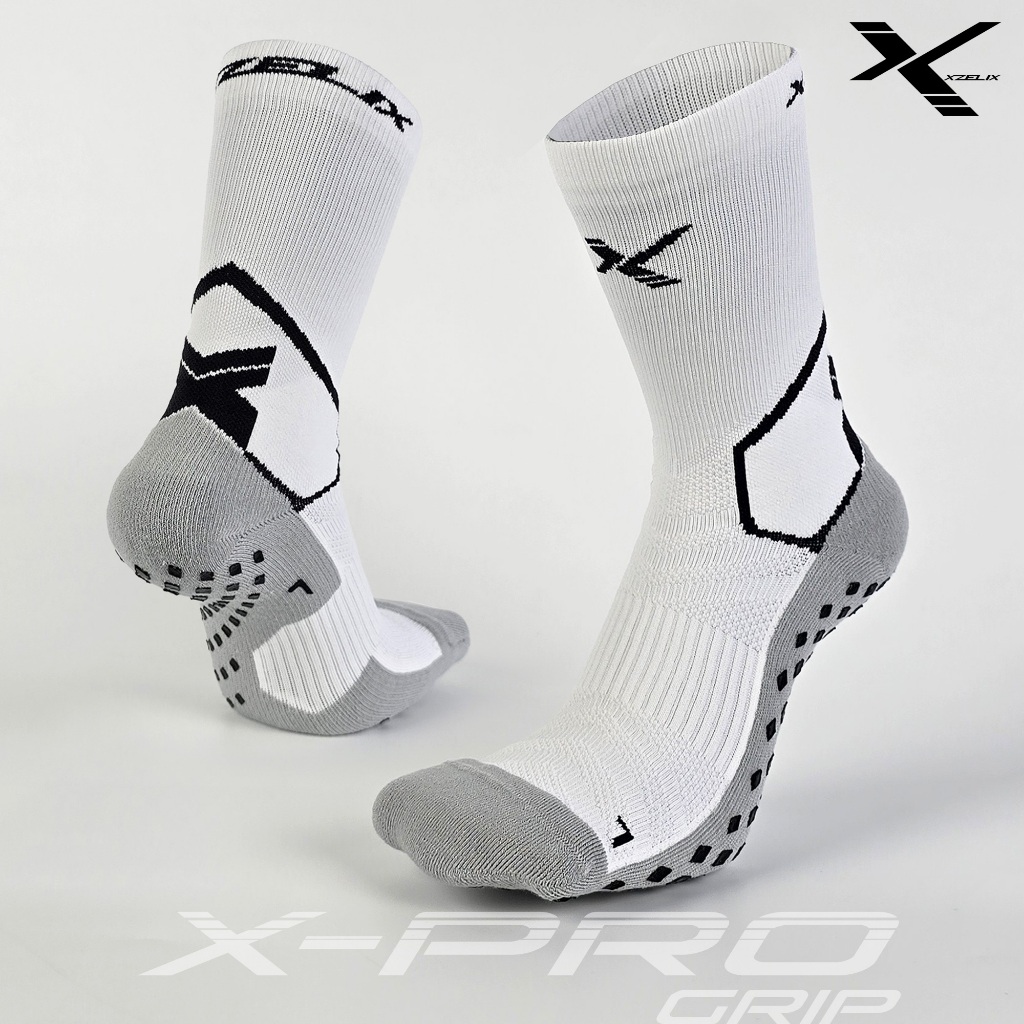 ถุงเท้ากันลื่นครึ่งแข้ง รัดกล้ามเนื้อ สำหรับเล่นกีฬา XZELIX | X-Pro GRIP - Performance Crew ...