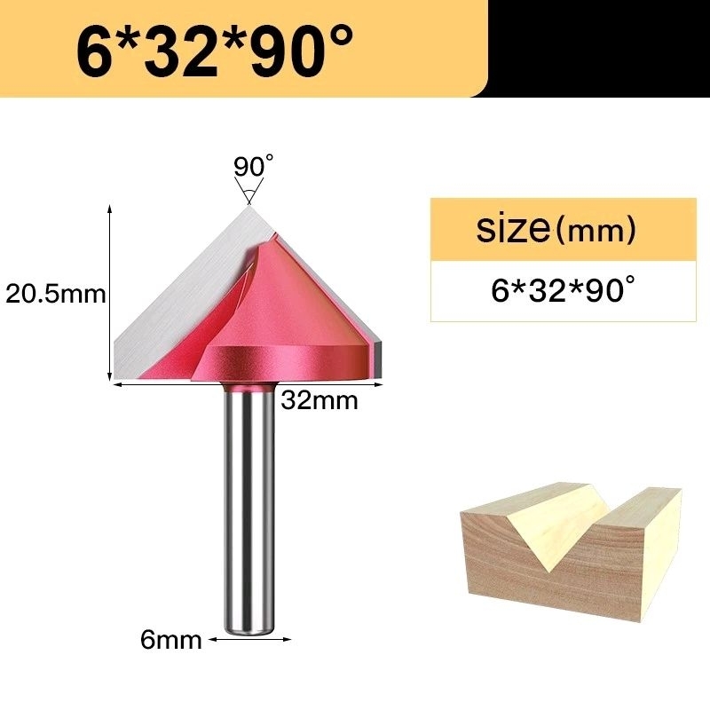 1 ชิ้นดอกกัด V Bit End Mill cnc 3D ขนาดก้าน 6 มิล มุม 60/90/120 องศา ...