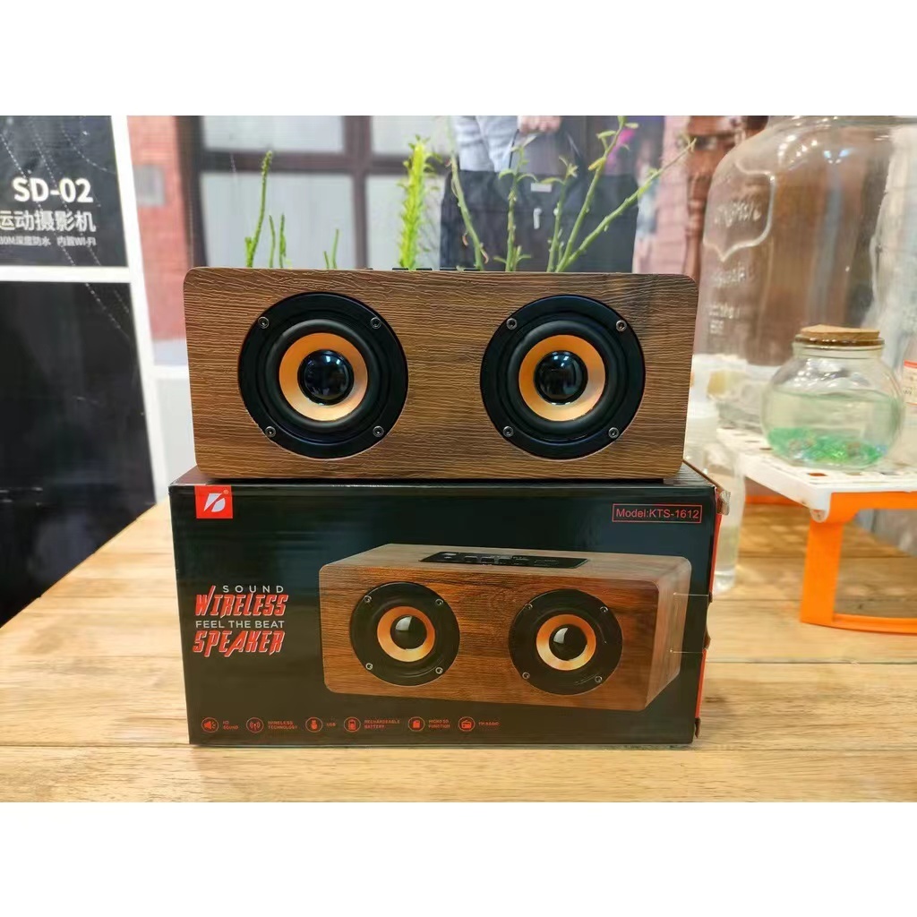 ลำโพงบลูทูธ KTS-1612 ลำโพงลายไม้ เสียงดี รองรับ USB/TF | Shopee Thailand