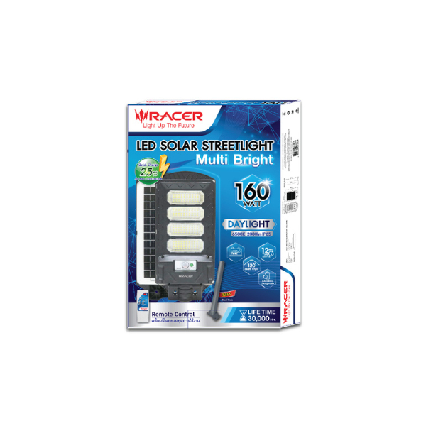 RACER โคมไฟถนนโซลาร์เซลล์ MULTI BRIGHT LED SOLAR STREET LIGHT 65K (90W ...