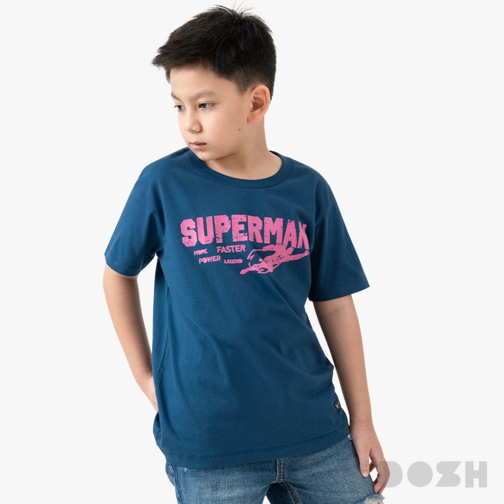 DOSH BOY'S T-SHIRTS SUPERMAN เสื้อยืดคอกลมเด็กผู้ชาย FSBT5050-NV (4-12) | Shopee Thailand