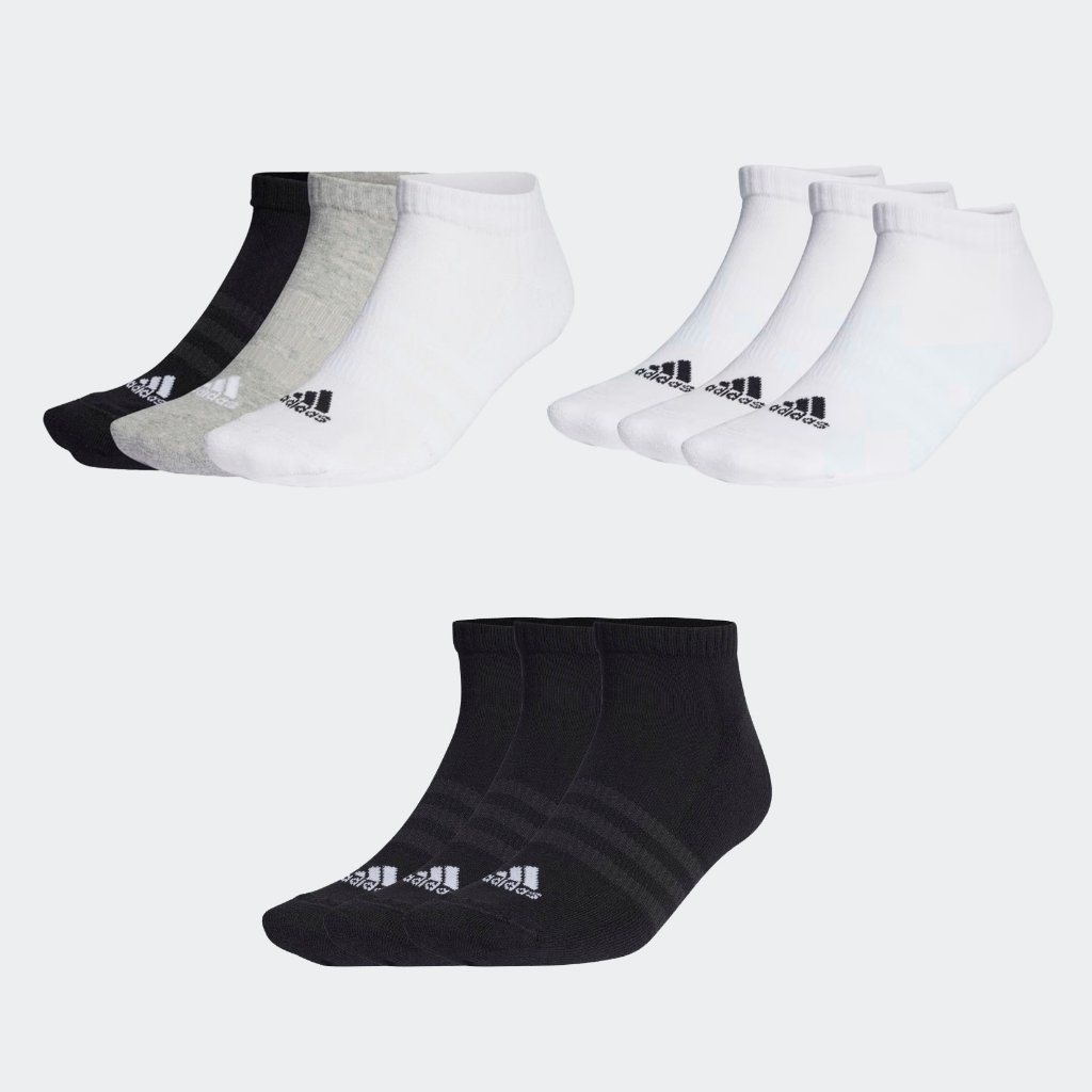 Adidas ถุงเท้า Cushioned Low-Cut Socks 3 Pairs (3แบบ) | Shopee Thailand