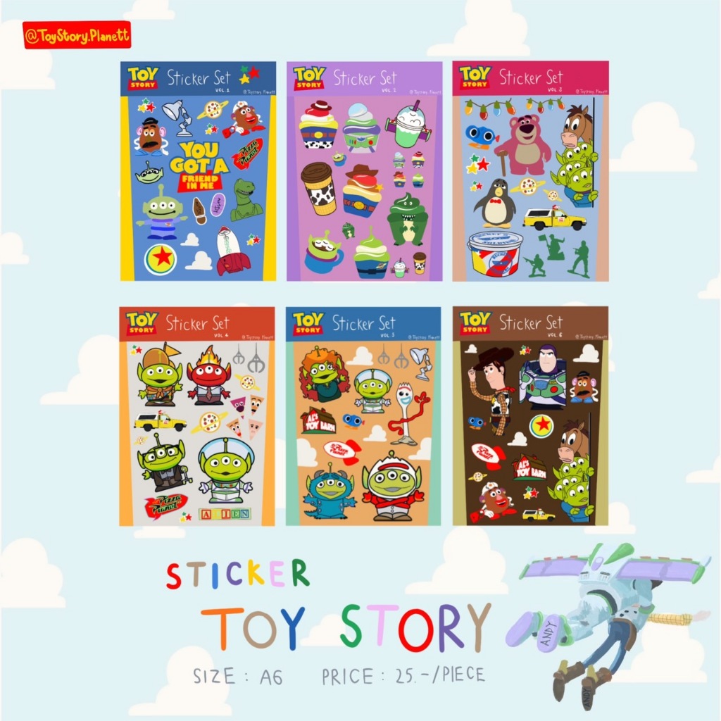 สติ๊กเกอร์ Toy Story I ทอยสตอรี่ เนื้อเงา กันน้ำ ไดคัทพร้อมใช้งาน ขนาด ...
