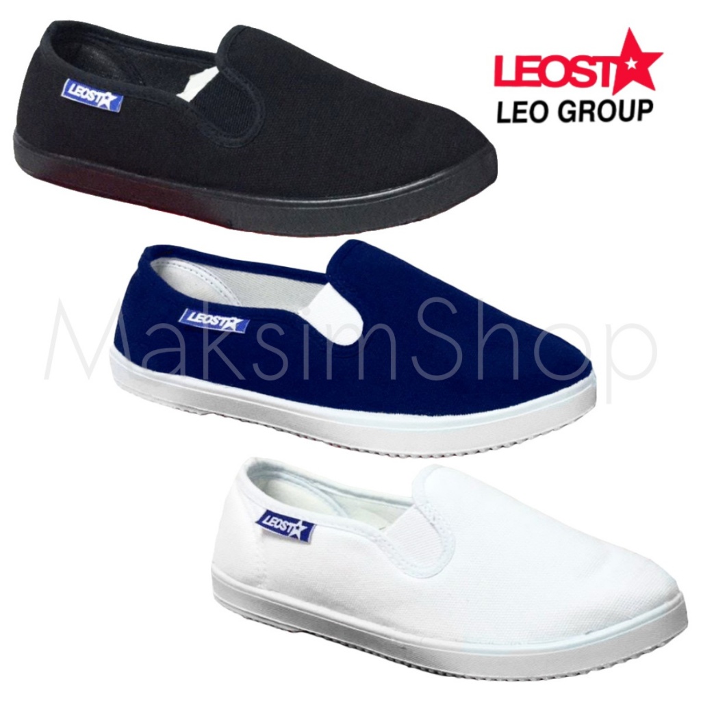 🔥LEO 109 รองเท้ากังฟูหญิง ชาย รองเท้าผ้าใบแบบสวม LEOSTAR GROUP ไซร์ 35-43 สี ดำ กรม ขาว Maksim ...