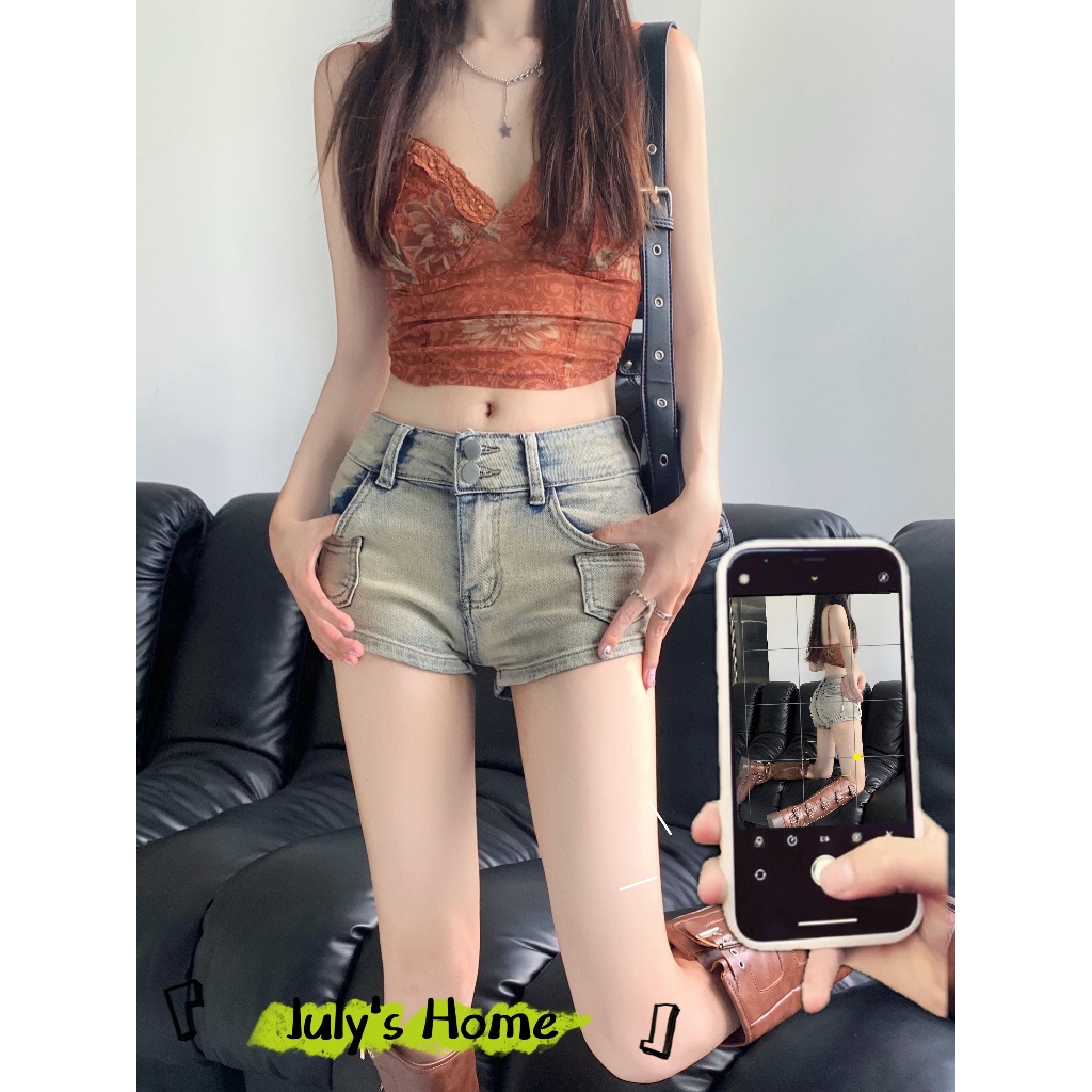 กางเกงยีนส์ ยีนขาสั้น กางเกงยีนขาสั้นเอวต่ำ สายฝอ เซ็กซี่มาก #J101 | Shopee Thailand