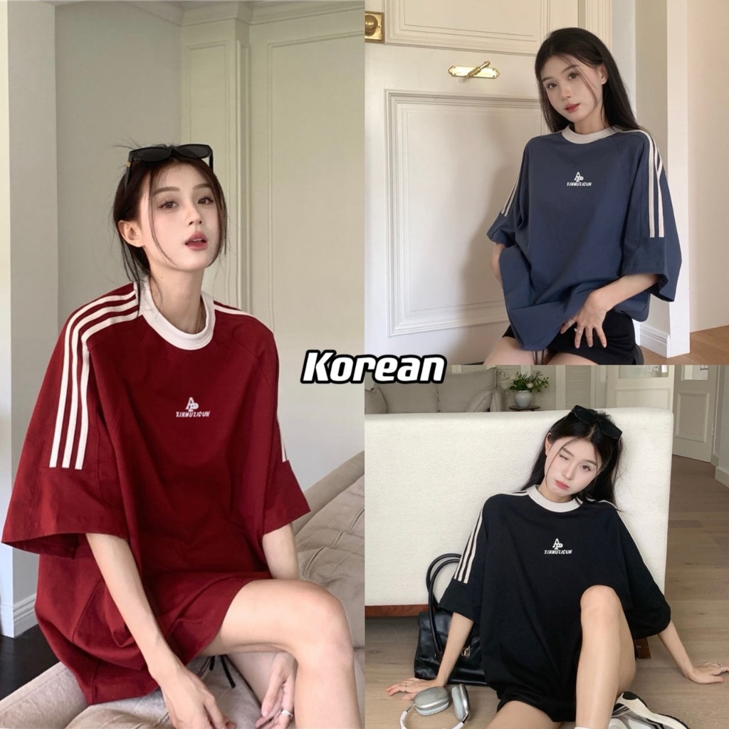 korean เสื้อยืดโอเวอร์ไซส์ ผ้าคอตตอน แท้ เนื้อผ้าดี เสื้อกีฬาผู้หญิง แขนสั้นแฟชั่น K37 | Shopee ...