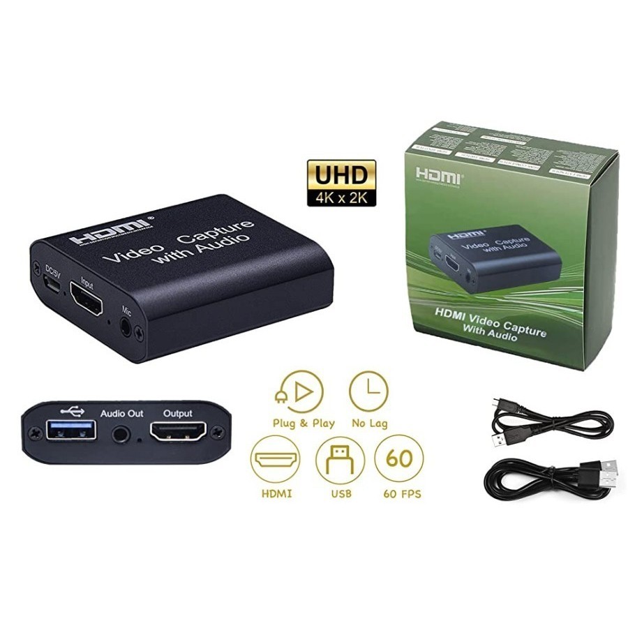 USB HDMI 4K 1080P Video Capture Card Device 1080P USB3.0(มีรูไมค์/หูฟัง ...