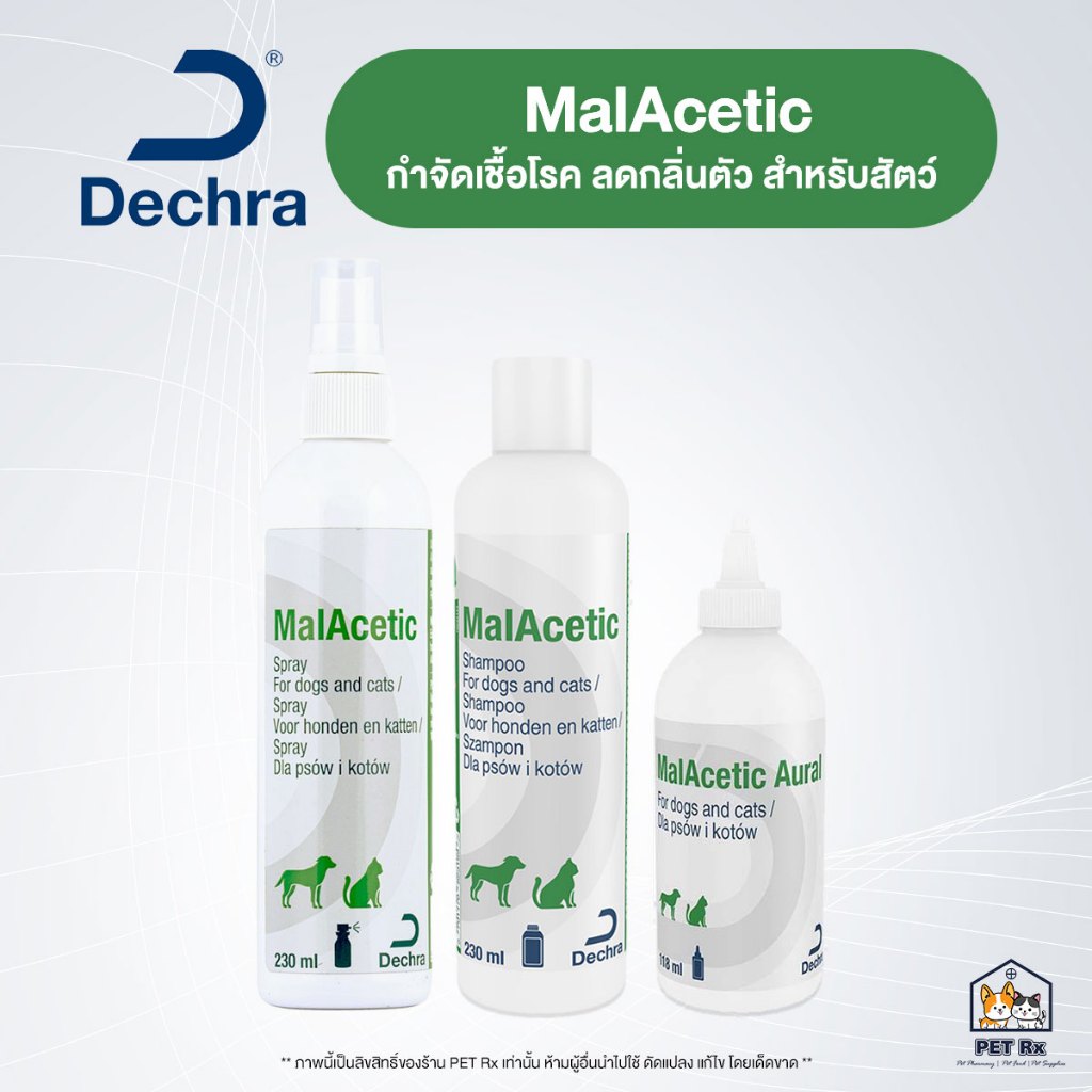 Dechra: MalAcetic [แท้💯] Shampoo, Spray, Aural แชมพูและน้ำยาล้างหู ...