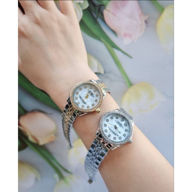 พร้อมส่ง นาฬิกา Ro Lex หน้าปัดหินอ่อน ล้อมเพชร พร้อมกล่อง Shopee 7680