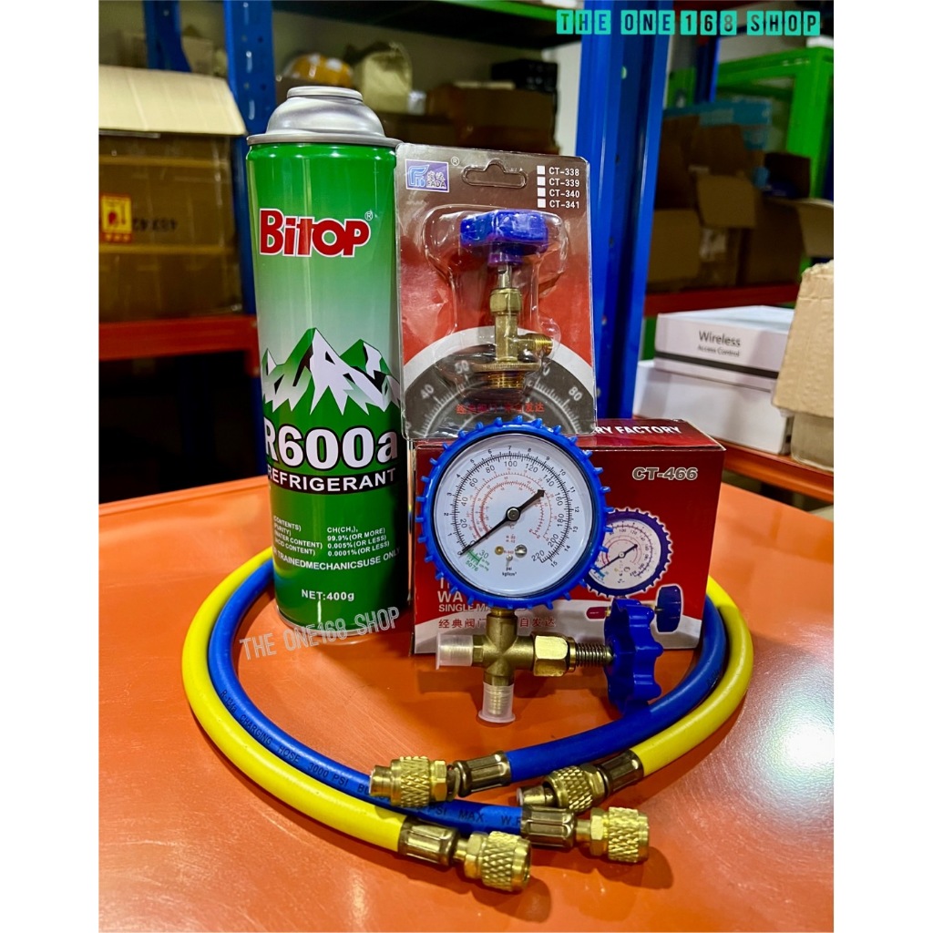 น้ำยา R600a 400g. Bitop ชุดพร้อมใช้งาน กระป๋องน้ำยา+วาล์ว+เกจ+สายเติมน้ำยา | Shopee Thailand