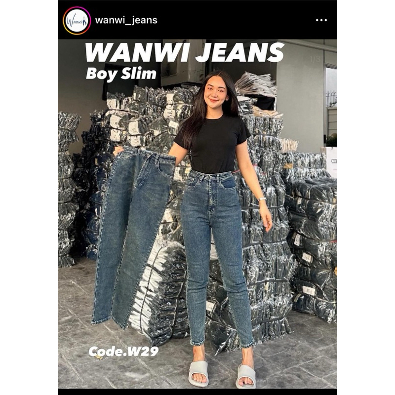WANWI JEANS - กางเกงยีนส์ ทรงบอยสลิม | Shopee Thailand