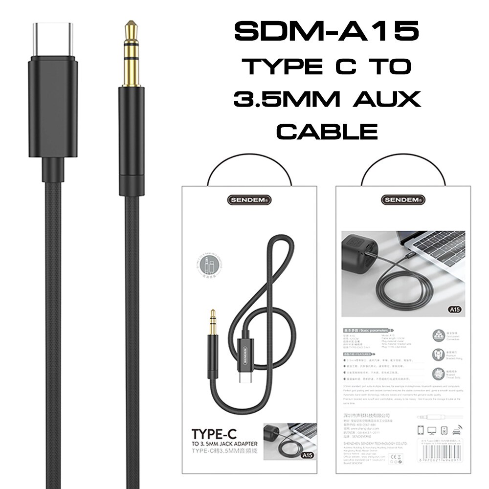SENDEM สายสัญญาณเสียง Type-C to 3.5mm AUX CABLE รุ่น SDM-A15. | Shopee ...