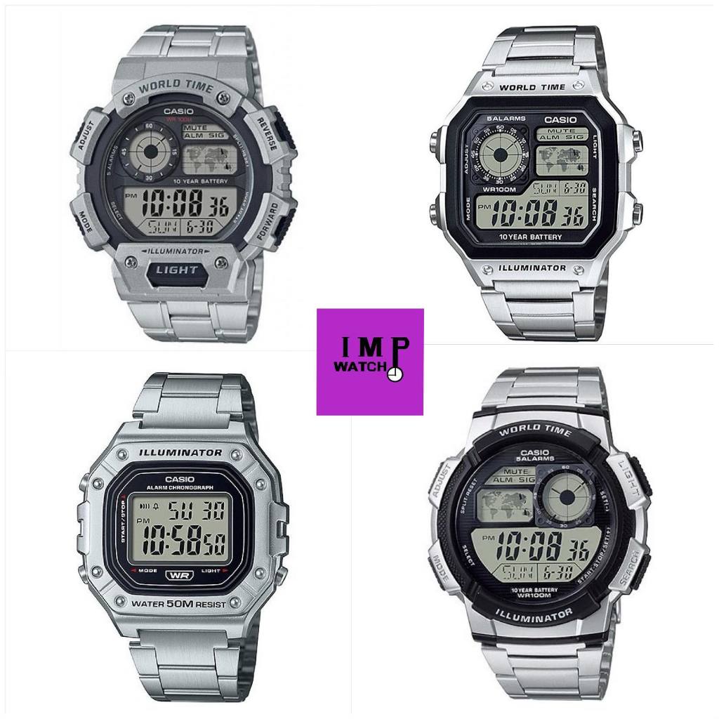 Casio นาฬิกาข้อมือผู้ชาย รุ่น AE-1200WHD-1-AE-1000WD-1A-AE-1400WHD-1A-W-218HD-1 สายสเตนเลส ...