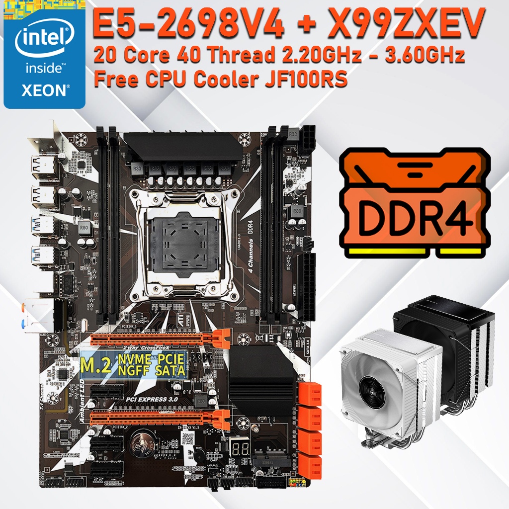 X99 ZX-99EV3 E5-2698v4 Set X99 CPU MB Cooler Memory Ram ชุดคอร์เยอะ ...